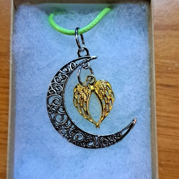 Jewelry | Crescent Moon Angel Wings Necklace | Poshmark